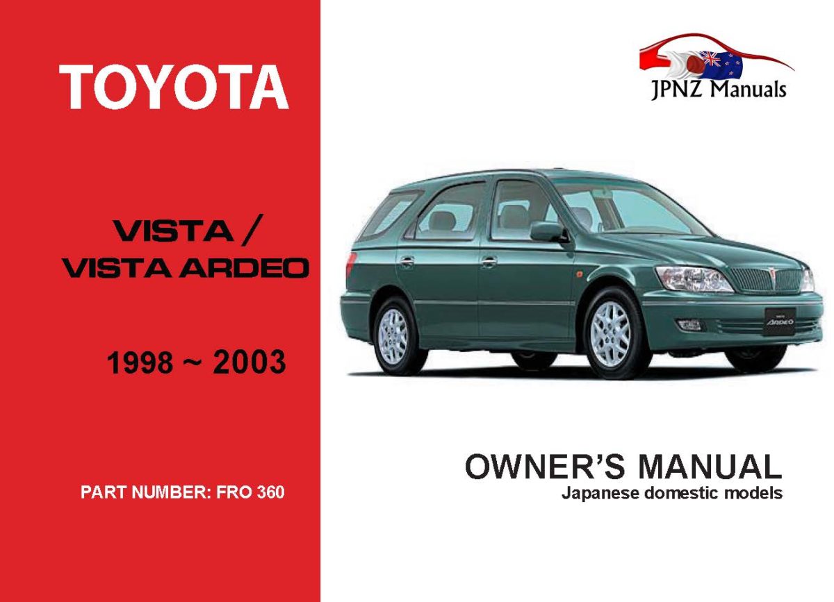 Toyota Vista / Vista Ardeo Car Owners User Manual In English 1998 - 2003