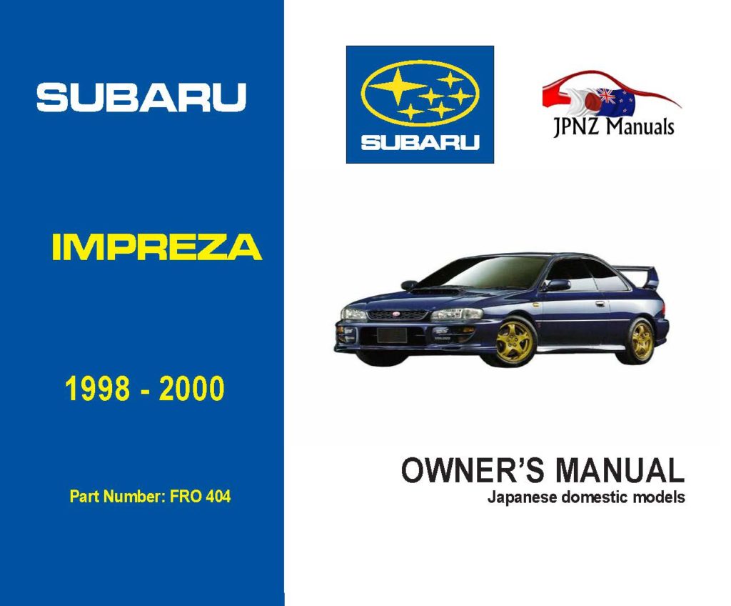 Subaru - Impreza owners user manual in English | 1998 - 2000