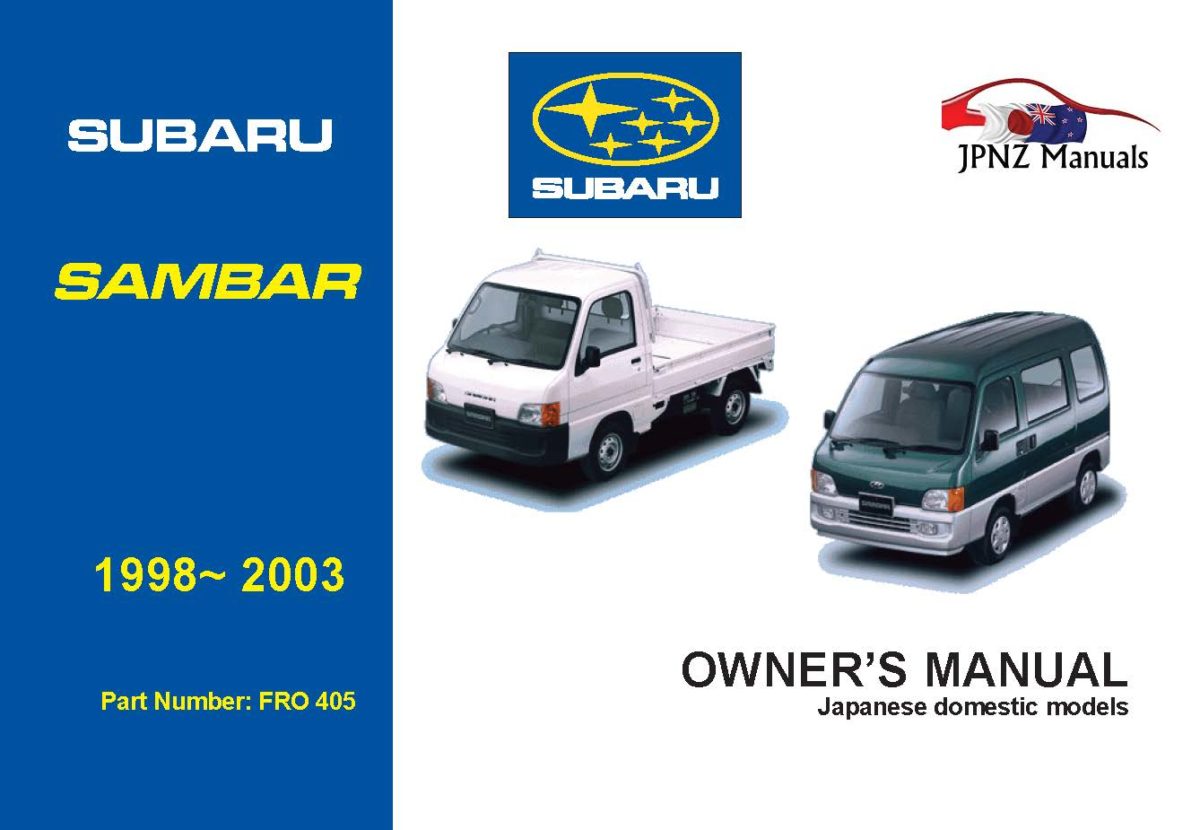 Subaru - Sambar car owners user manual in English | 1998 - 2003