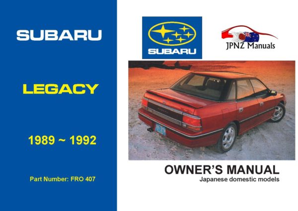 Subaru - Legacy car owners user manual in English | 1989~1992