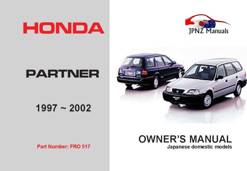 Honda - Partner Car Owners User Manual In English 1997 - 2002