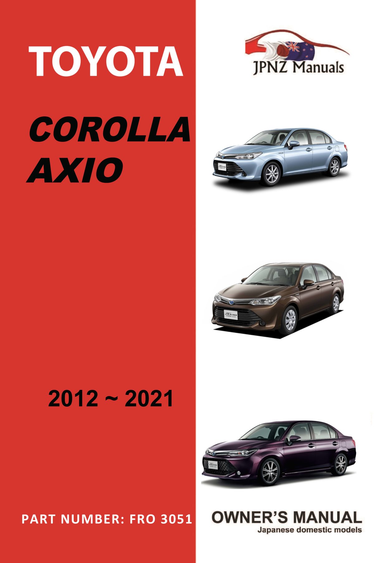 Toyota - Corolla Axio car owners user manual in English 2012 - 2021